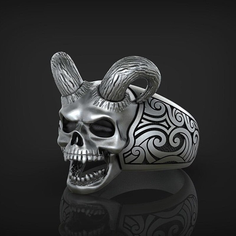 Punk Hip Hop Viking Ring Classic Retro Satan Devil... – Vicedeal