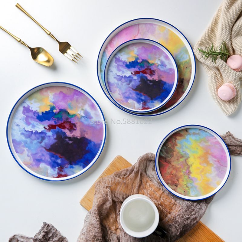 7 or 9 or 11.5 inch Watercolor painting dinner pla... – Grandado