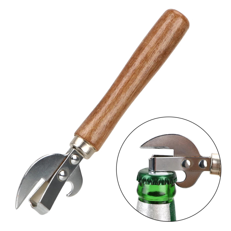 Portable Manual Can Opener With Wooden Handle Lid ... – Grandado