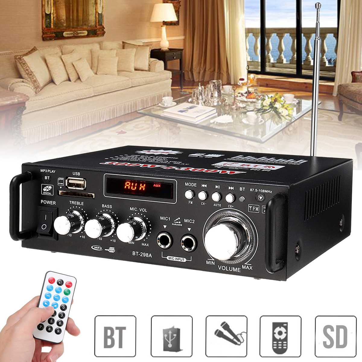 600w Home Car Amplifier HIFI USB FM Radio Audio Bl... – Vicedeal