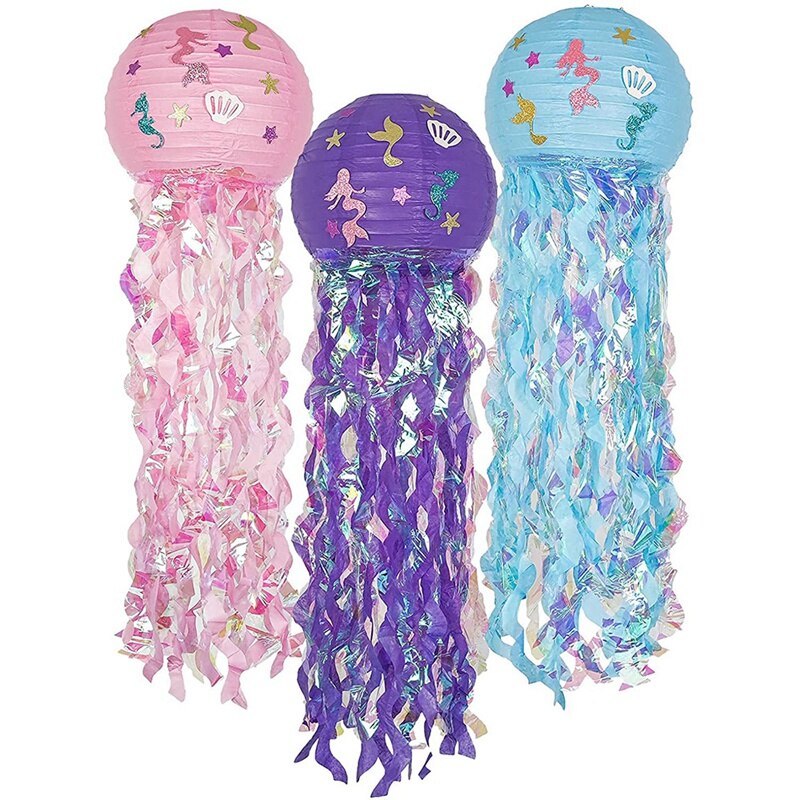 3 Pack Jellyfish Paper Lanterns Kit Mermaid Hangin... – Grandado