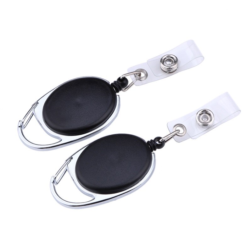 2pcs Black Retractable Pull Key Ring Chain Reel ID... – Grandado
