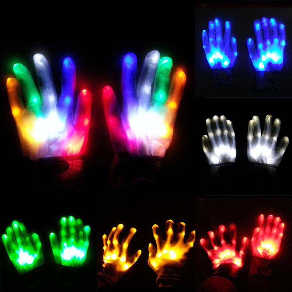 1Pair LED Light Up Hand Finger Glowing Gloves Hall... – Vicedeal