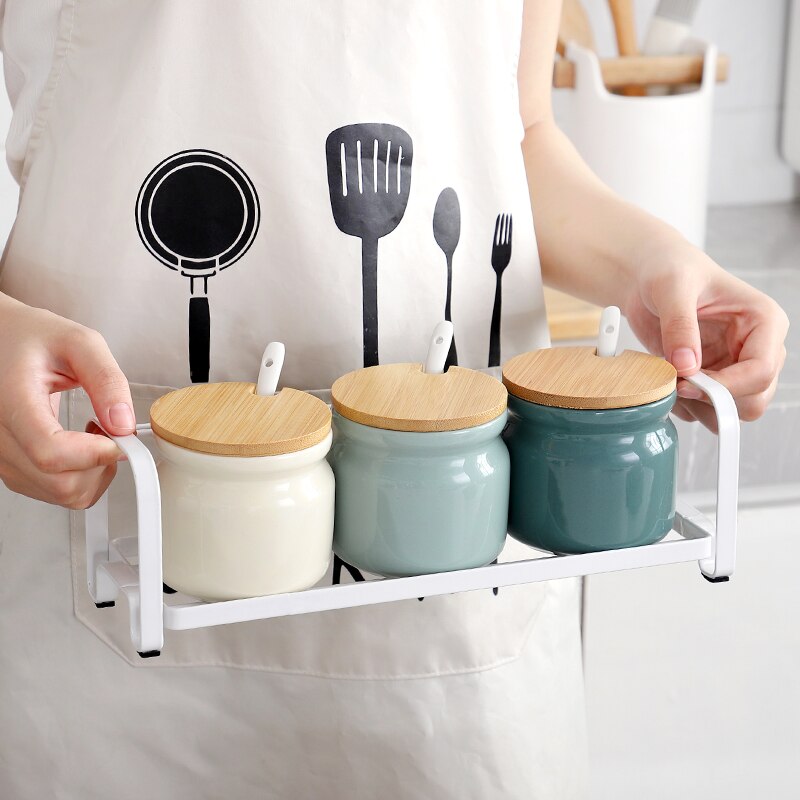 Ceramic Sugar Spice Jars Set Oil Bottle Sauce Salt... – Grandado
