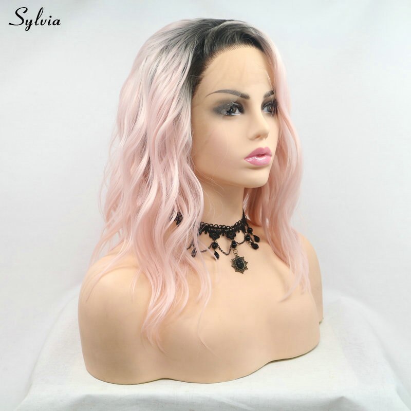 Sylvia Short Dark Roots Ombre Baby Pink Synthetic ... – Grandado