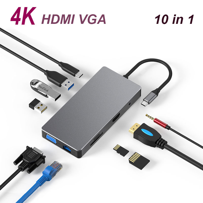 Multi USB 3,0 HDMI 4K VGA RJ45 Adapter zu Splitter... – Vicedeal