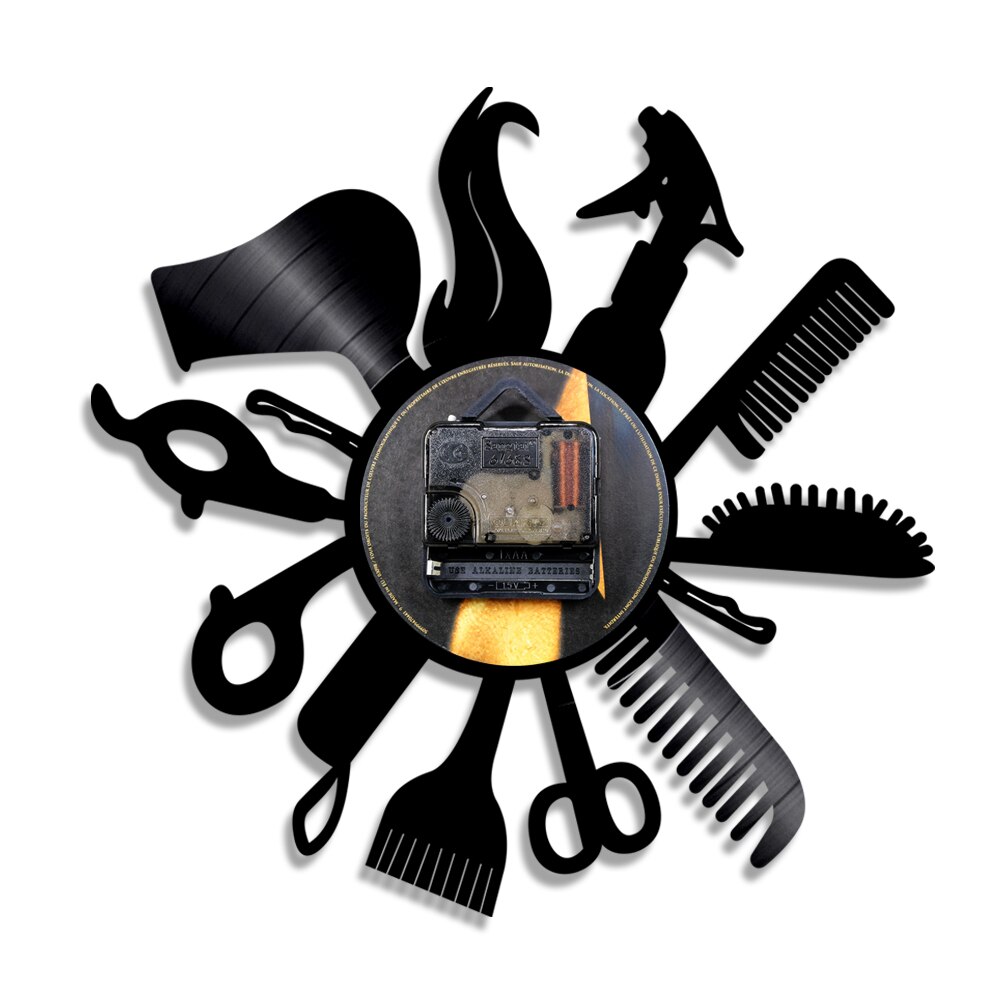 Beauty Salon Vinyl Record Wall Clock Barber Shop V... – Grandado