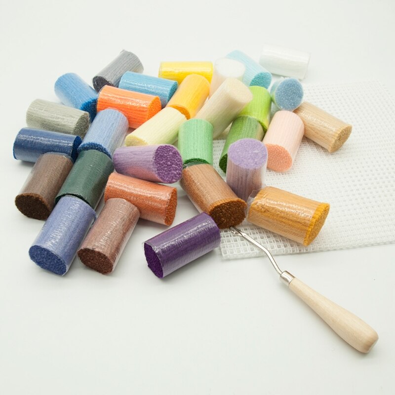 30 Assorted Colors Latch Pre Cut Wool Yarn Set for... – Grandado