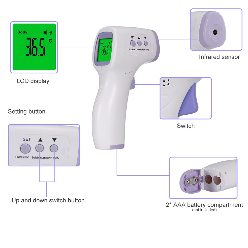 Infrared Thermometer Forehead Body Non-Contact Dig... – Grandado