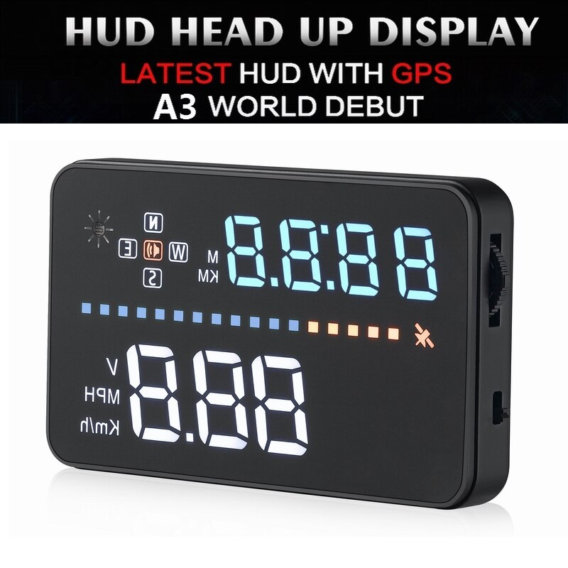 HUD Head Up Display A3 3.5 inch GPS HUD KM/h MPH O... – Grandado