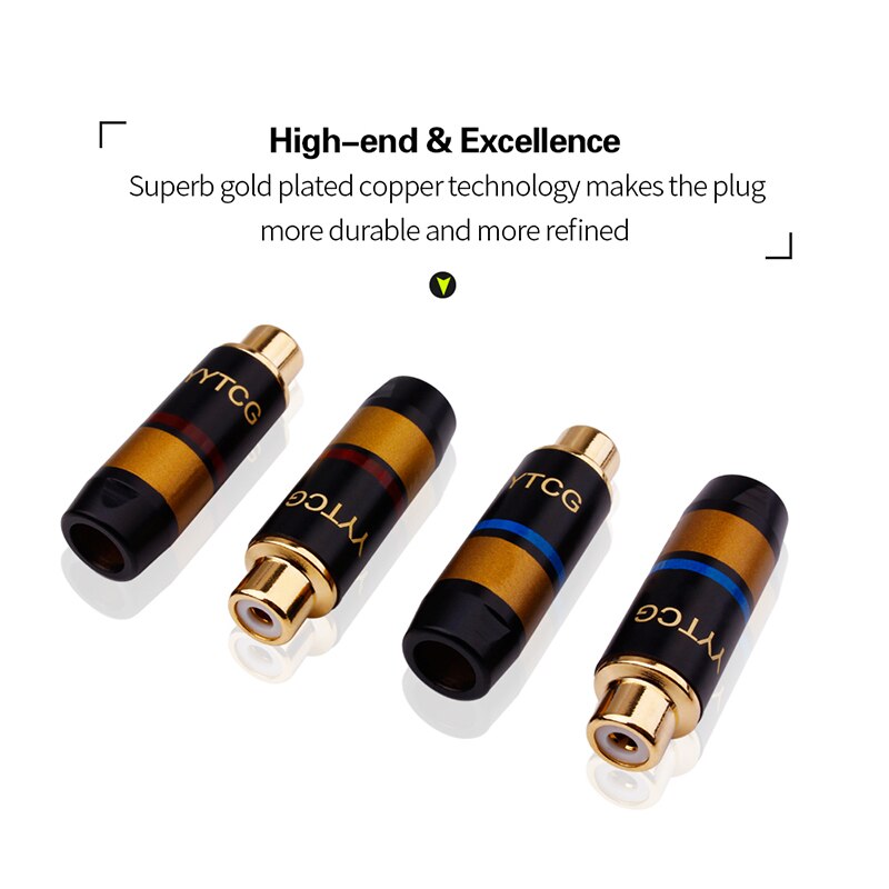 YYTCG 4pcs/lot Gold Plating RCA Connector RCA Fema... – Grandado