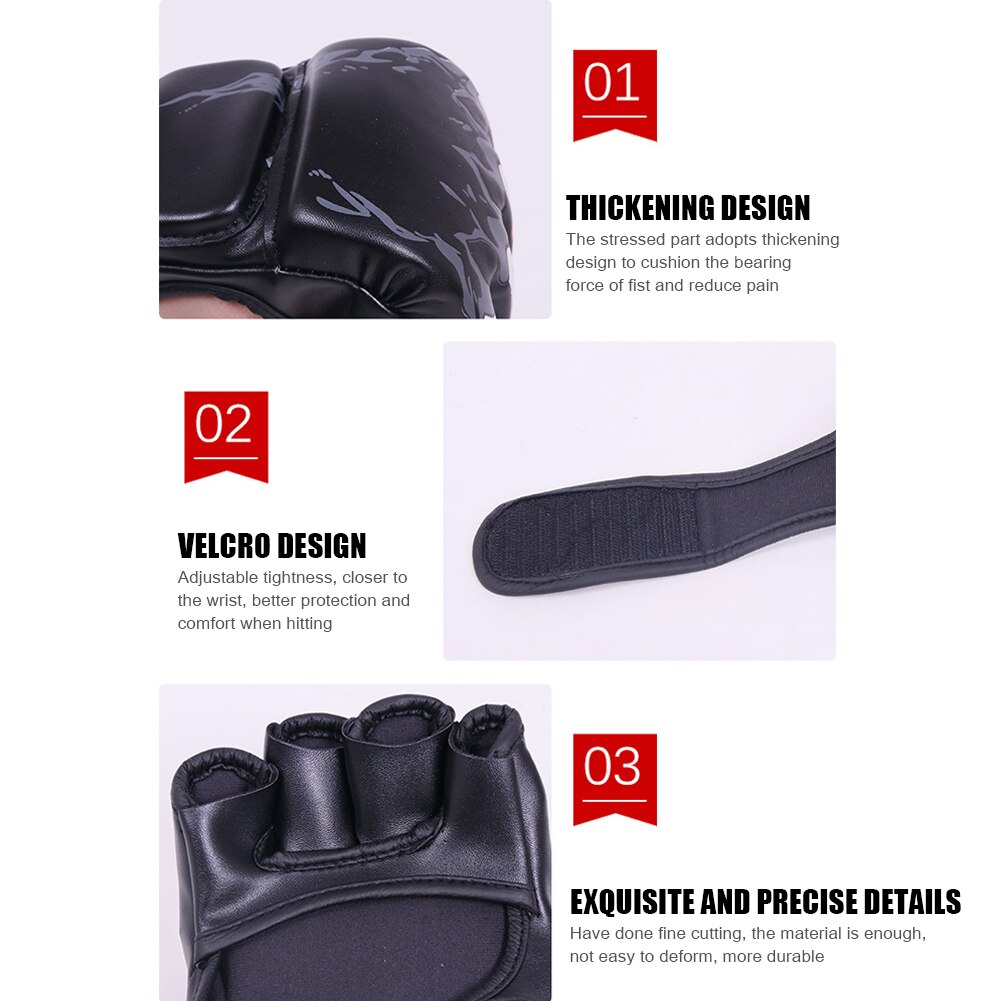 Fighting Boxing Half Finger Gloves Set Printing Sa... – Vicedeal
