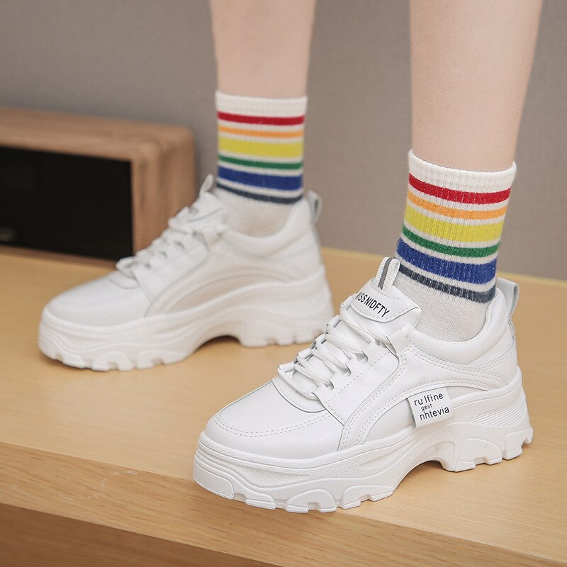 Female student autumn and winter sports shoes whit... – Vicedeal