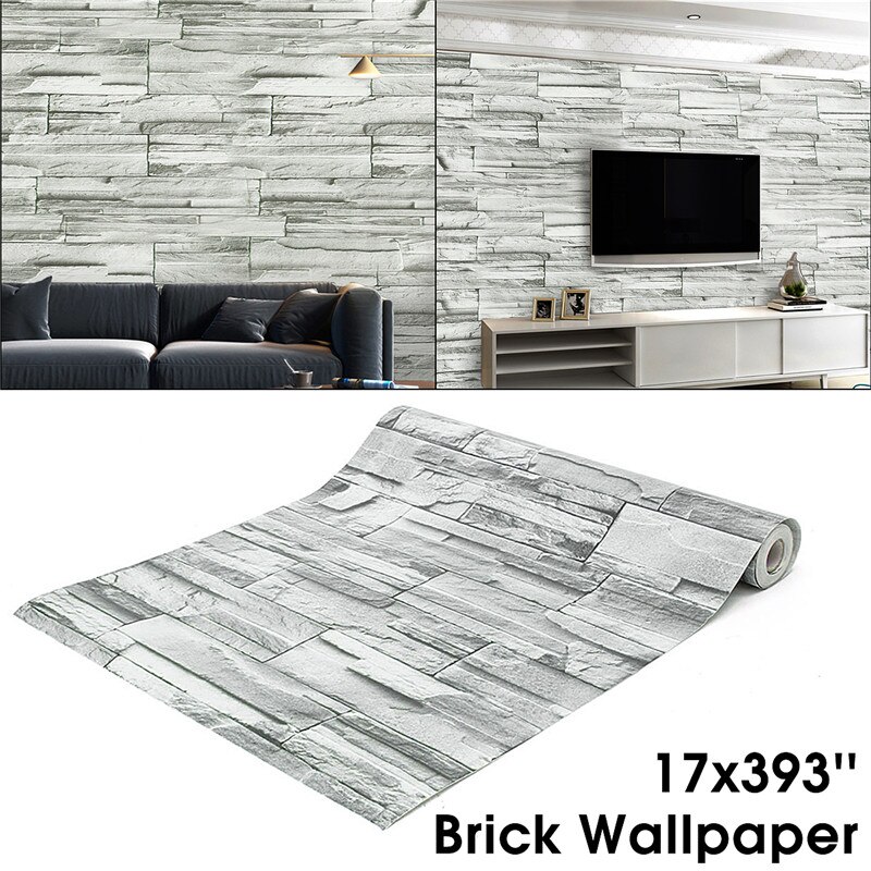 10*0.45M 3D Groene Baksteen Rustieke Behang Zelfkl... – Vicedeal