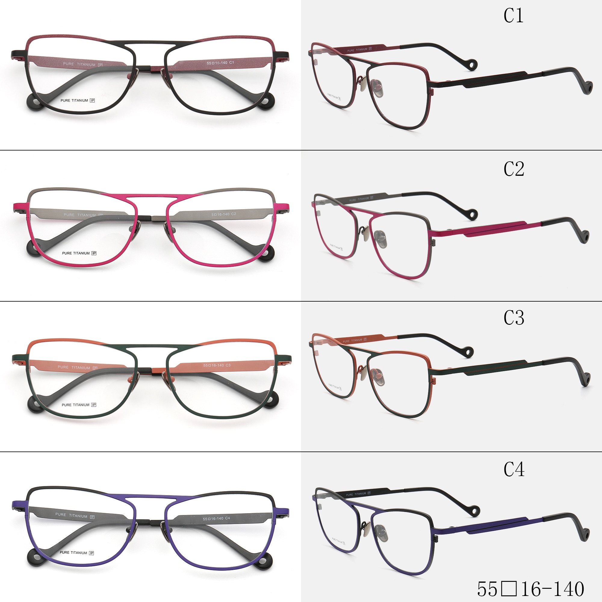 MUZZ Pure Titanium Eyeglasses Frame Cat eye Women ... – Vicedeal