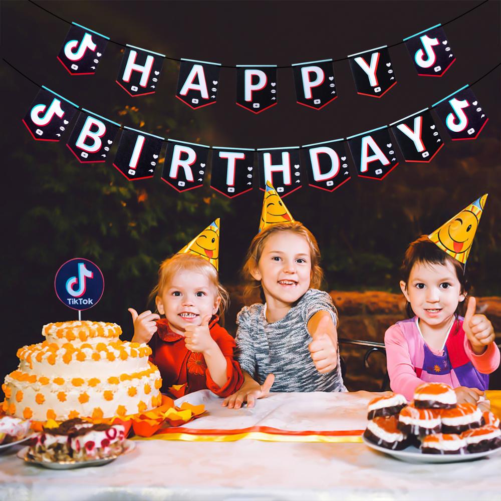 Birthday Felt Banner Music TIK Happy TOK Note Sign... – Vicedeal
