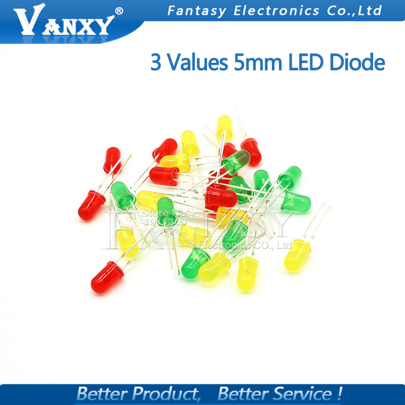 3Colors*10PCS=30PCS 5mm LED Diode Light Assorted K... – Grandado