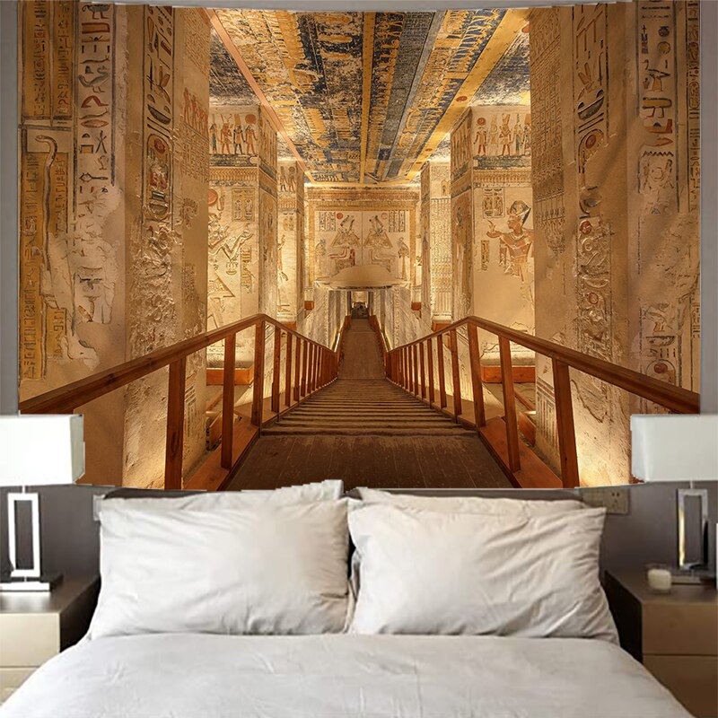 Ancient Egyptian Mural Painting Tapestry Vintage H... – Grandado