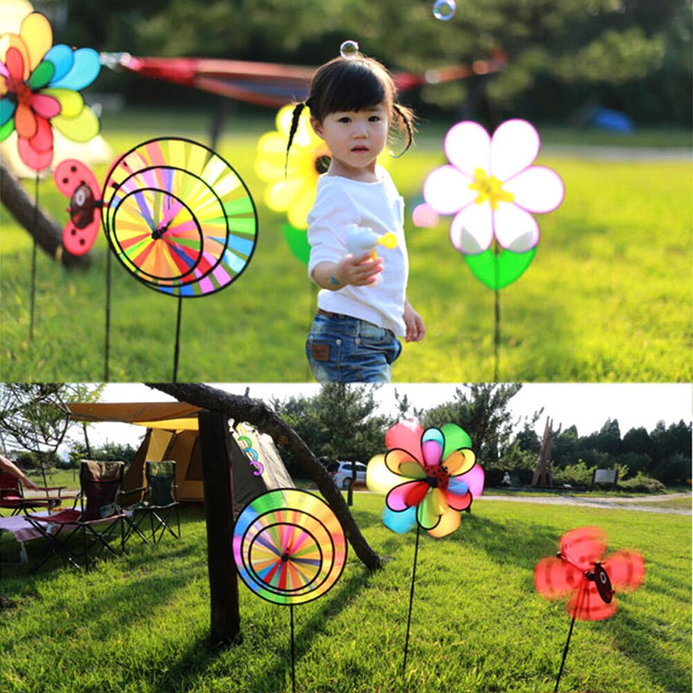 36cm DIY Colorful Rainbow Triple Wheel Wind Spinne... – Grandado