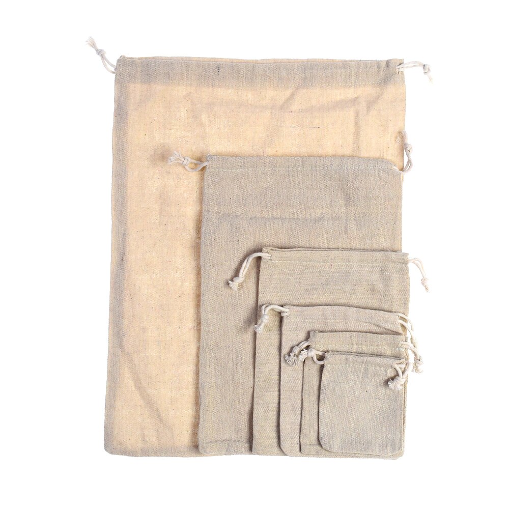 Natural Resuable Cotton Fabric Linen Drawstring Ba... – Grandado