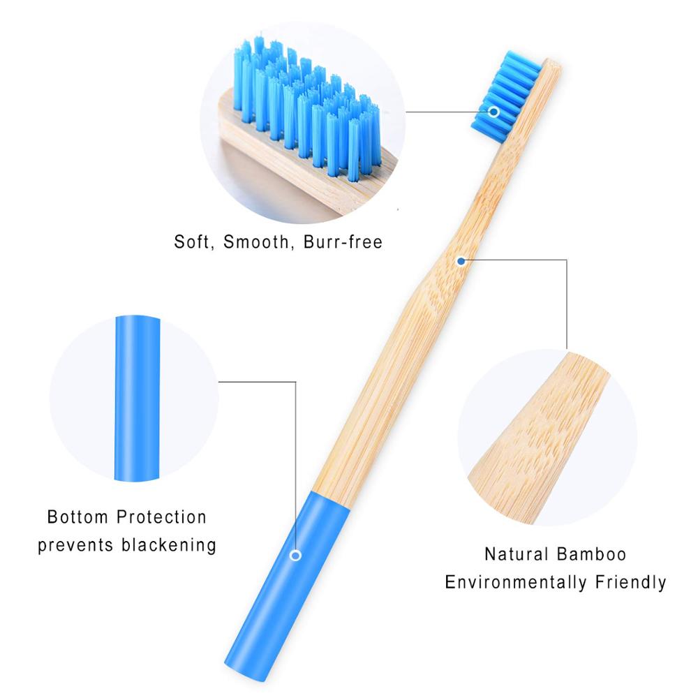 8 natural bamboo toothbrushes, adult and child com... – Grandado