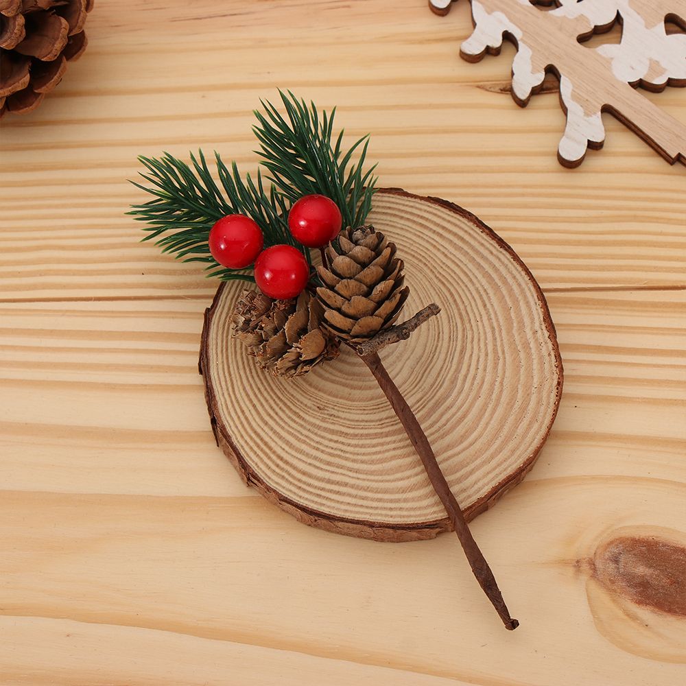 1 Bundel Kunstmatige Bloem Rode Kerst Berry En Pin... – Vicedeal