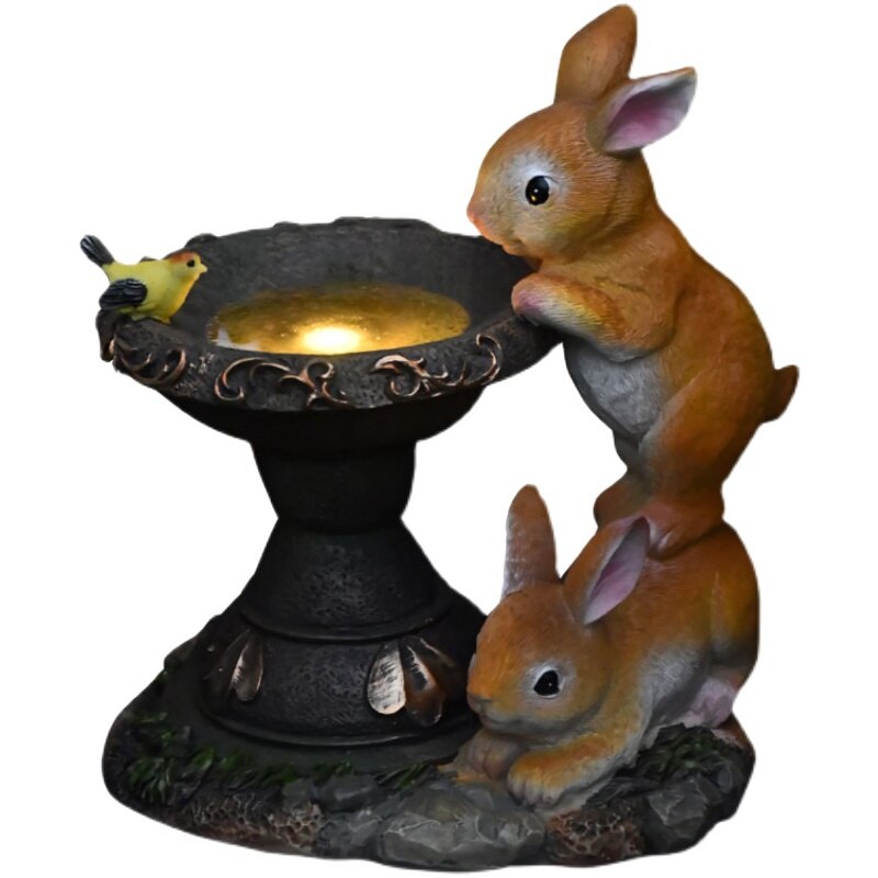 Garden Cute Rabbit Solar Light Resin Statue Orname... – Grandado