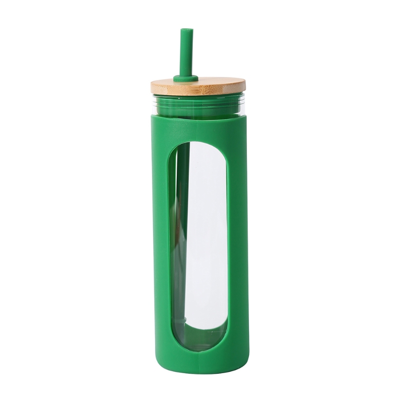 Glass Water Tumble Straw Silicone Bamboo Lids Iced... – Grandado