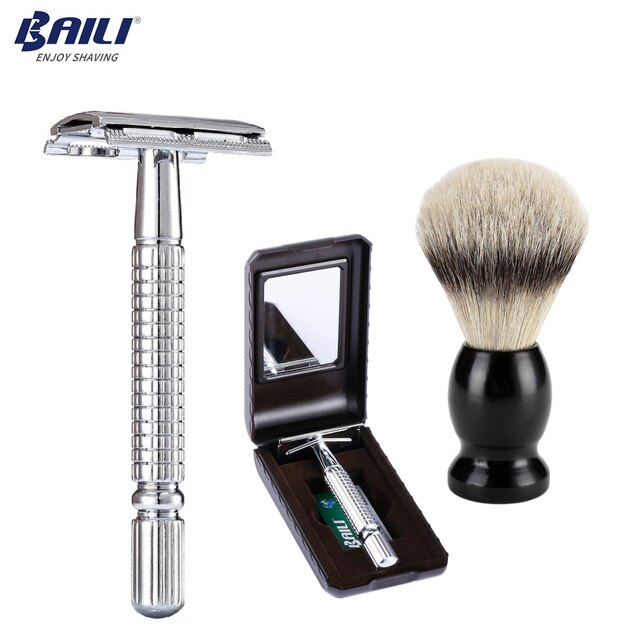 BAILI Manual Safety Razor Silver Classic 3 Piece D... – Grandado