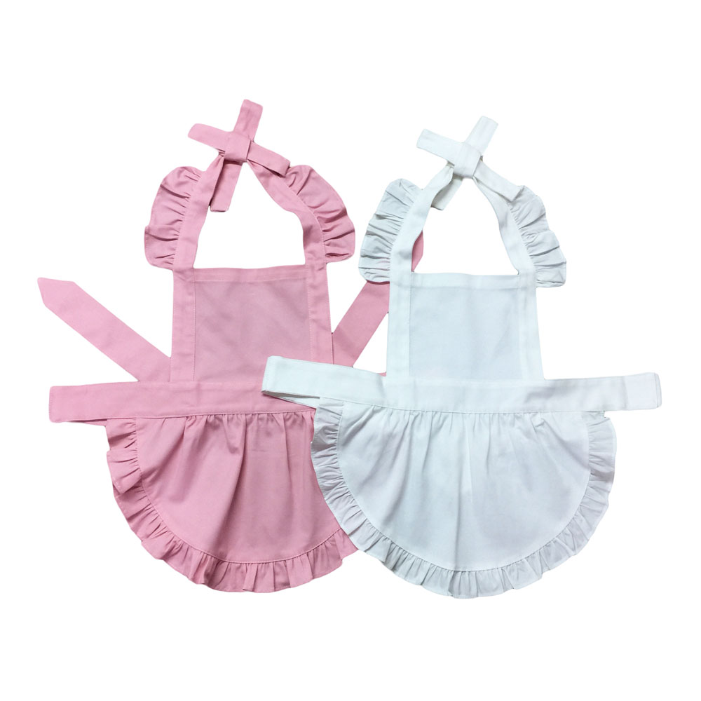 Kids Kitchen Apron Plain White Cotton Ruffle Waitr... – Grandado