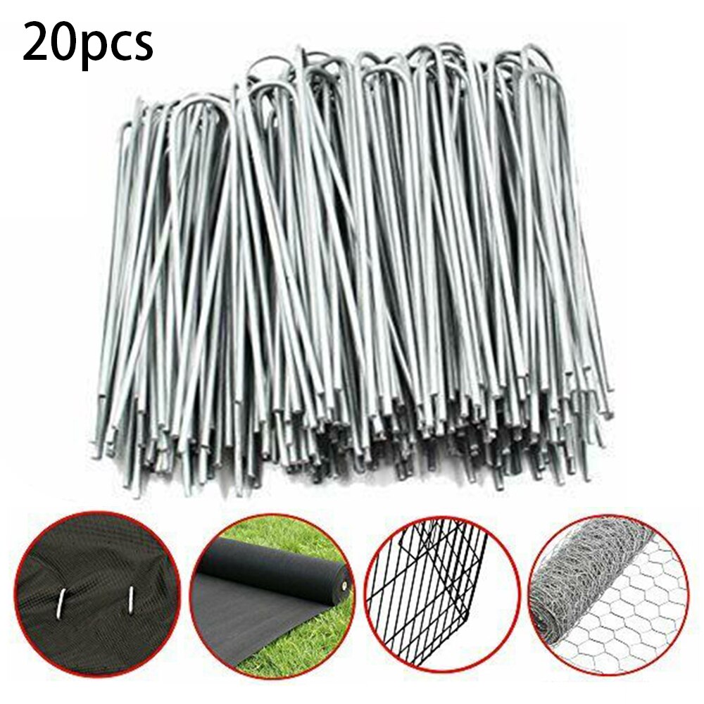 Yard U Shape Pegs Outdoor Galvanised Steel Securing Pegs Ground Staple ...