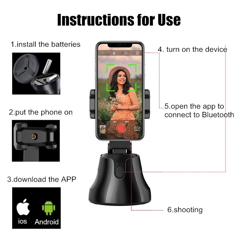 Auto Smart Shooting Selfie Stick 360° Intelligent ... – Vicedeal