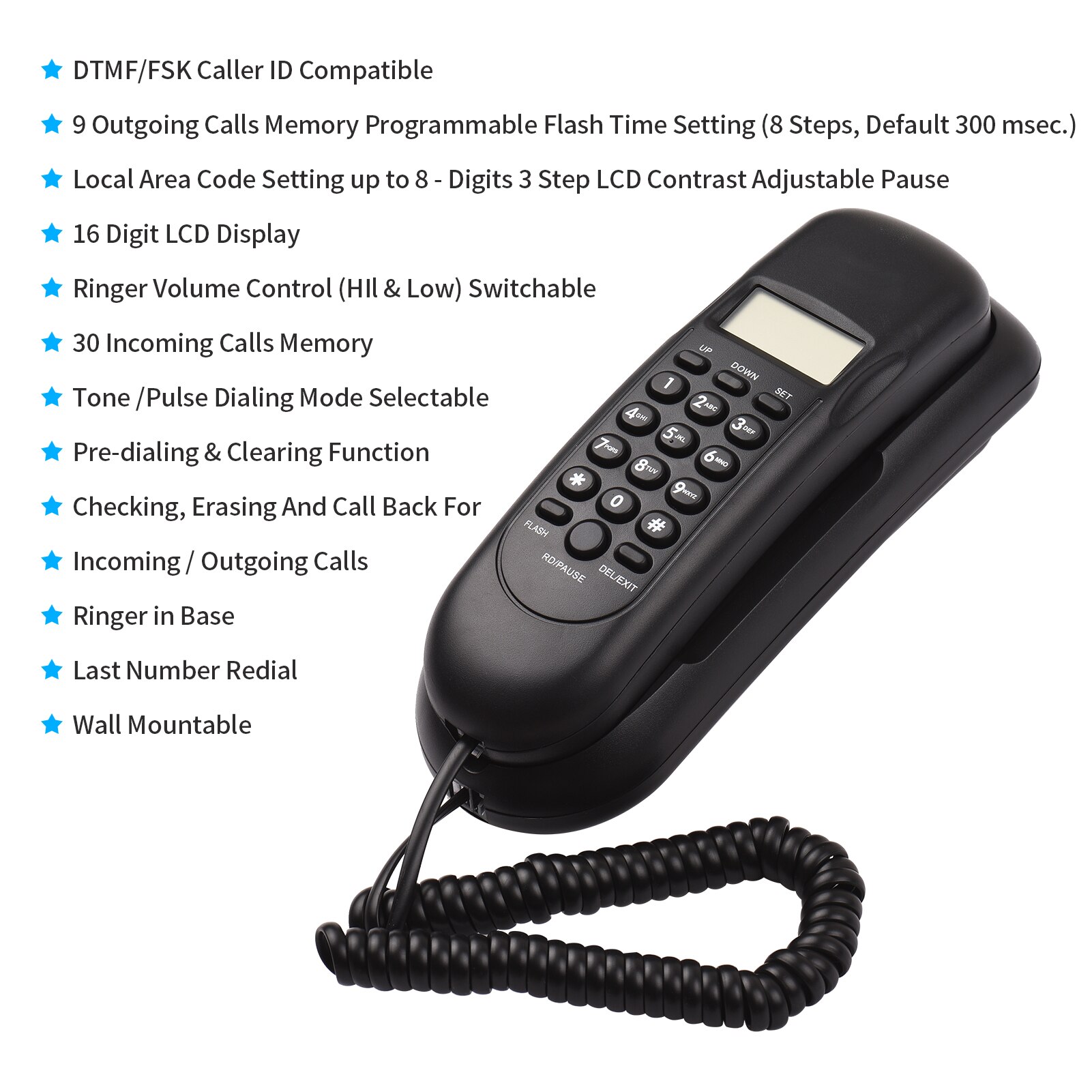 Corded Phone Desk Landline Fixed Telephone Wall Mo... – Grandado