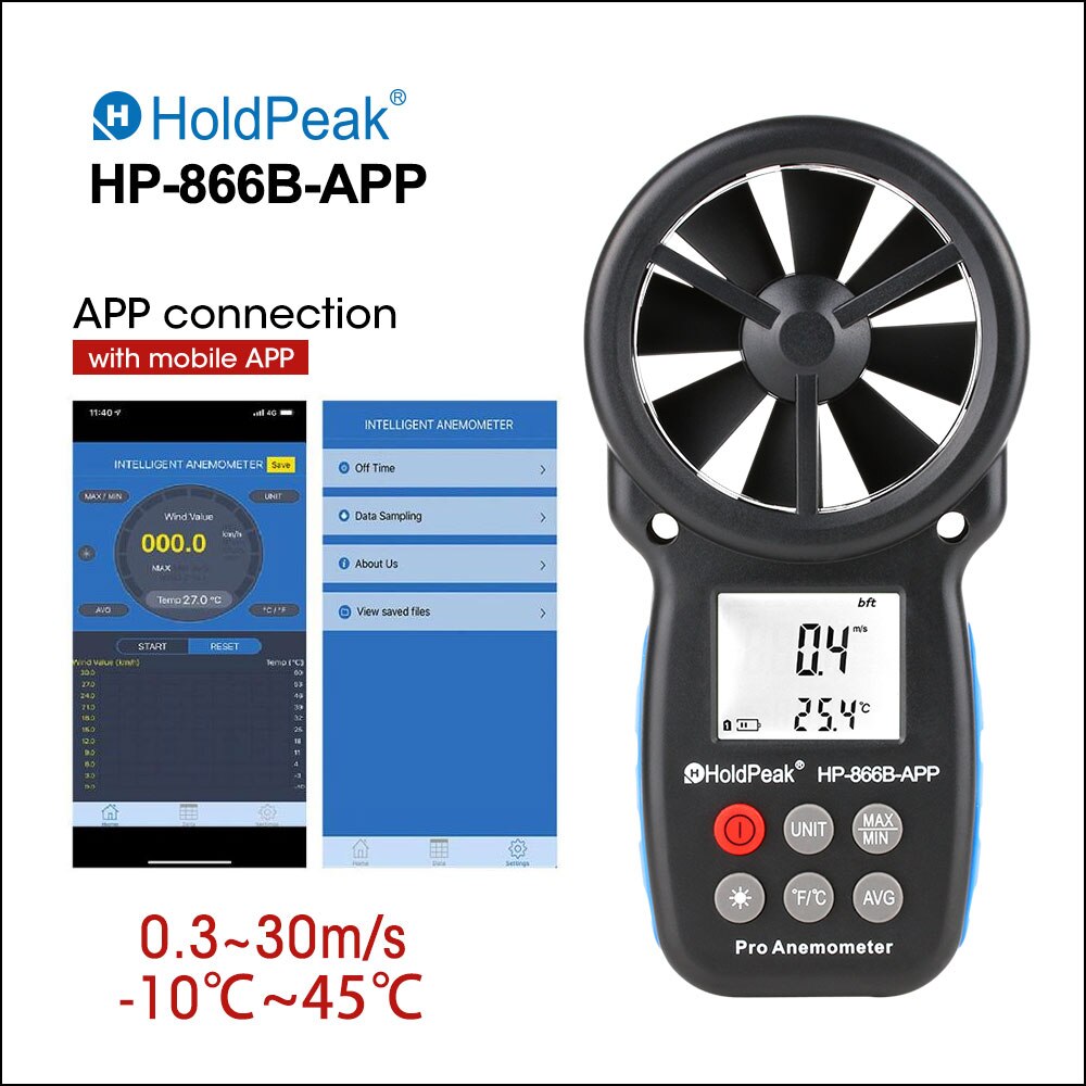 HoldPeak Anemometer Digital Wind Speed Temperature... – Grandado