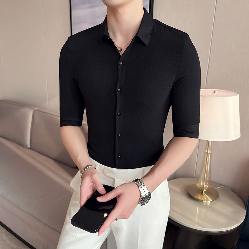 Zwart/Wit Half Mouw Gestreepte Shirts Mannen Kledi... – Vicedeal