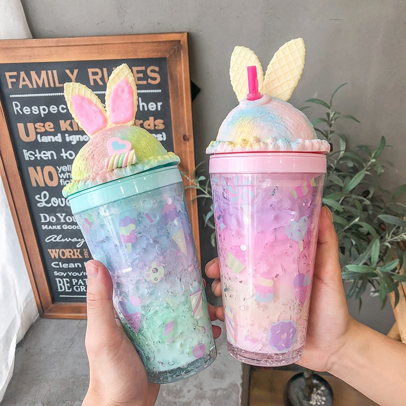 Net Red Rabbit Eared Ice Cream Gradient Ice Cup Su... – Vicedeal