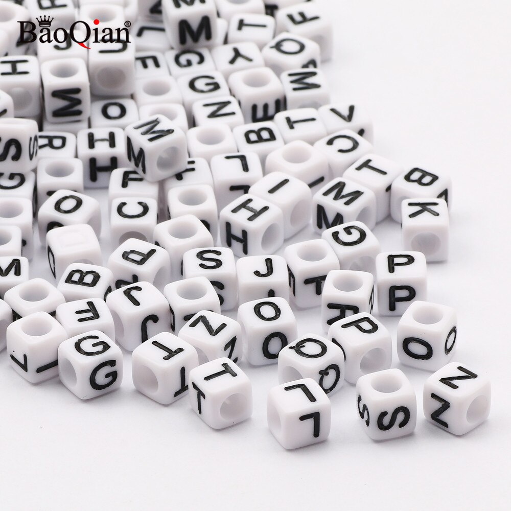 Mixed White Letter Acrylic Beads 6mm Alphabet Squa... – Vicedeal
