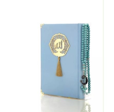Blue Holy Quran Book With Prayer Beads Tasbeeh – Grandado