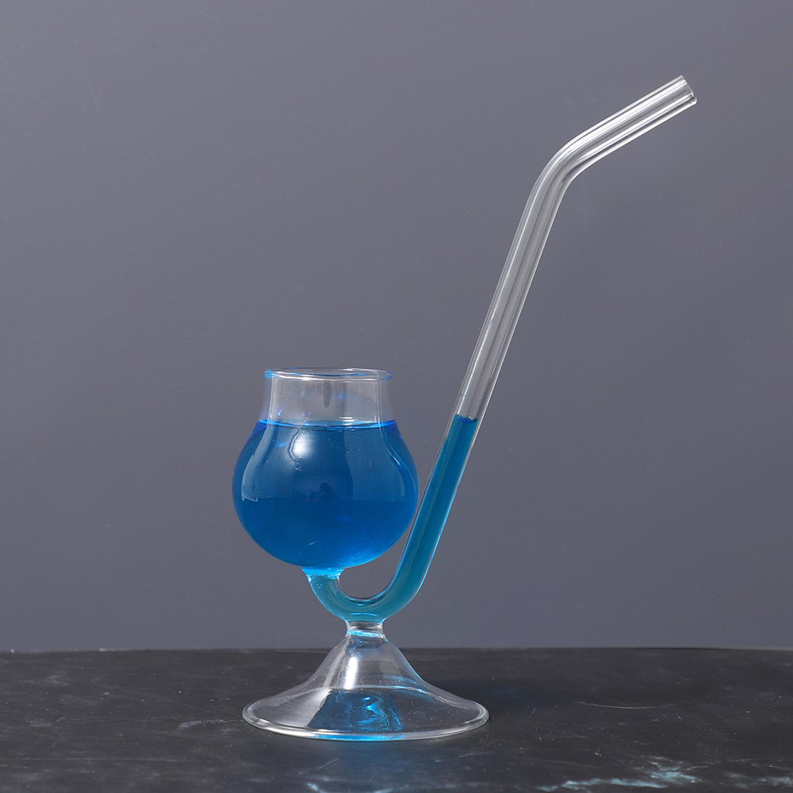 Pipe Shaped Cocktail Glass with Straw Transparent ... – Vicedeal