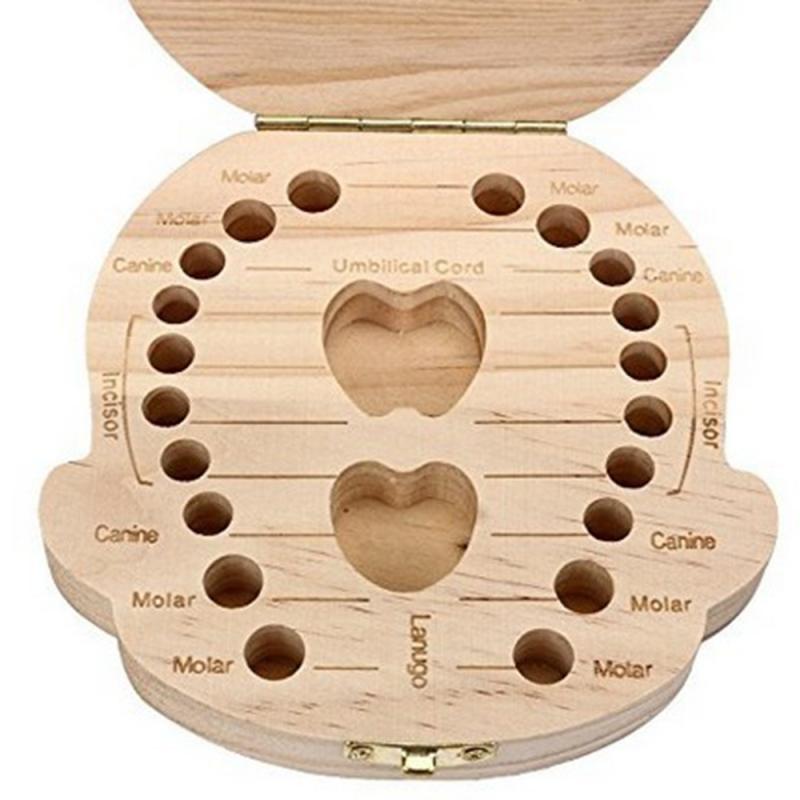 Baby Spanish English Wooden Tooth Box Organizer Bo... – Grandado