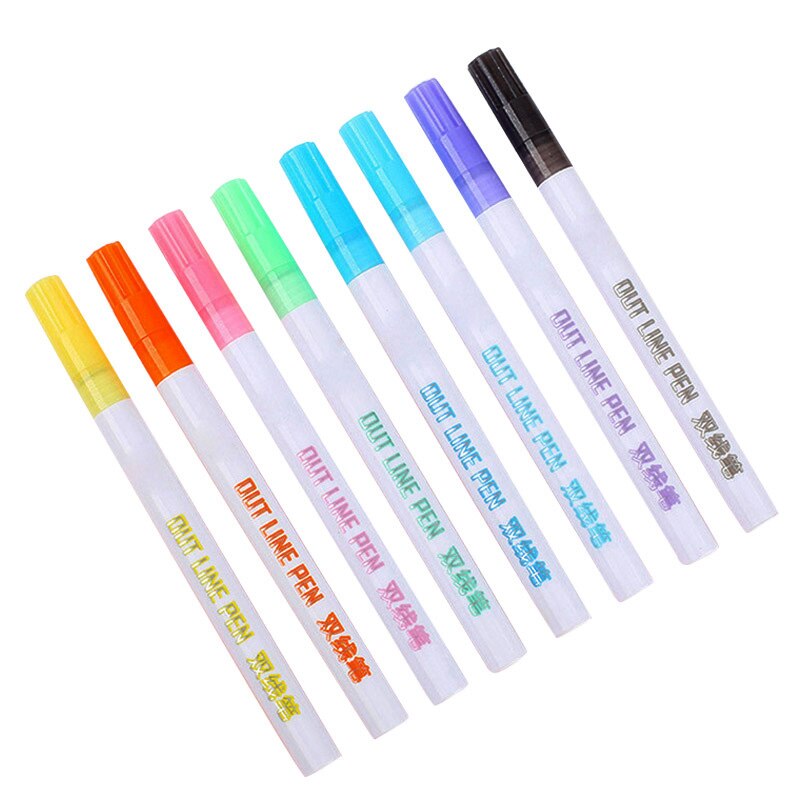 8pcs Fluorescent Pens Double Line Contour Color Ma... – Grandado