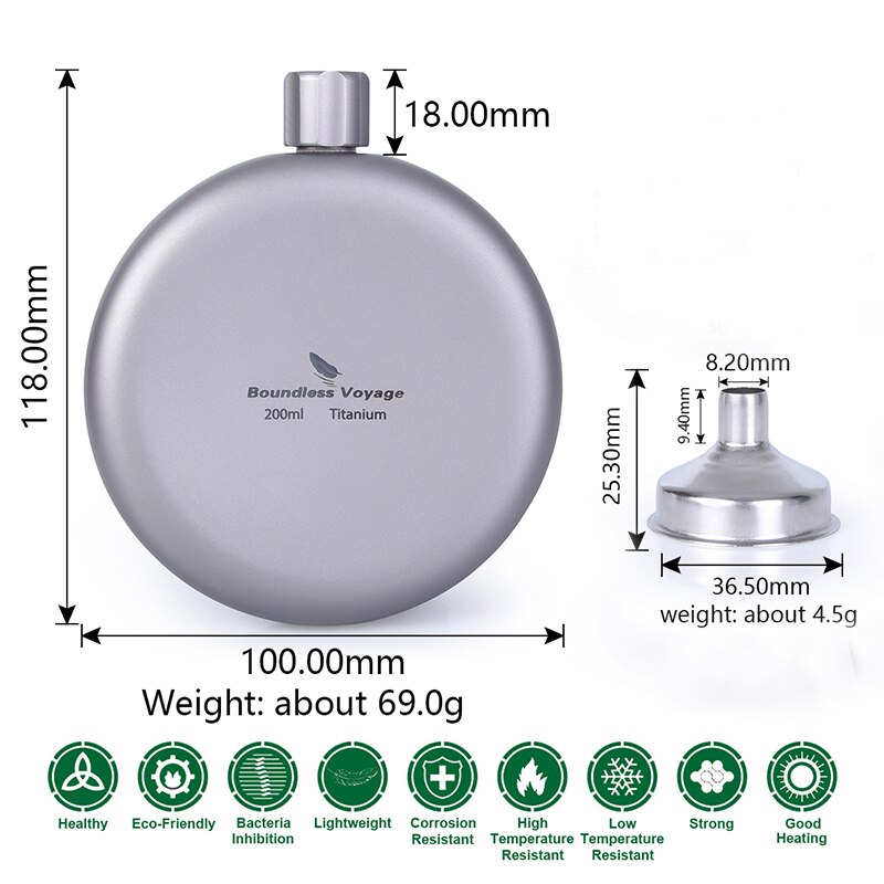 7oz 200ml Titanium Hip Flask with Funnel Portable ... – Grandado