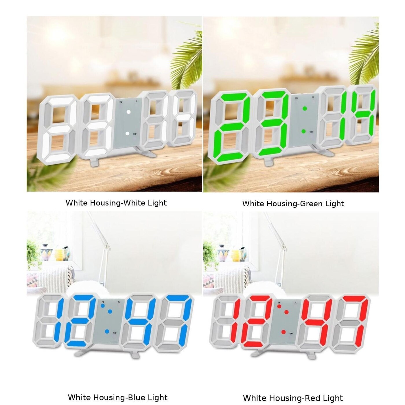 Large Digital LED Alarm Clock 12/24 Hour 3D Displa... – Vicedeal