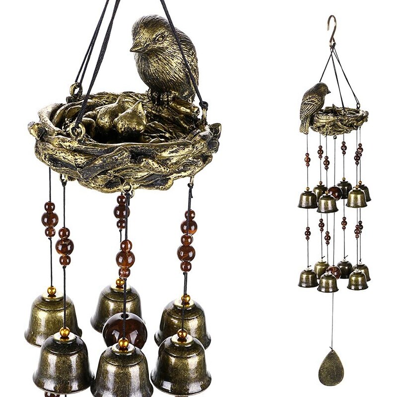 Bird Nest Wind Chime Pendant, Metal Bell Decoratio... – Grandado