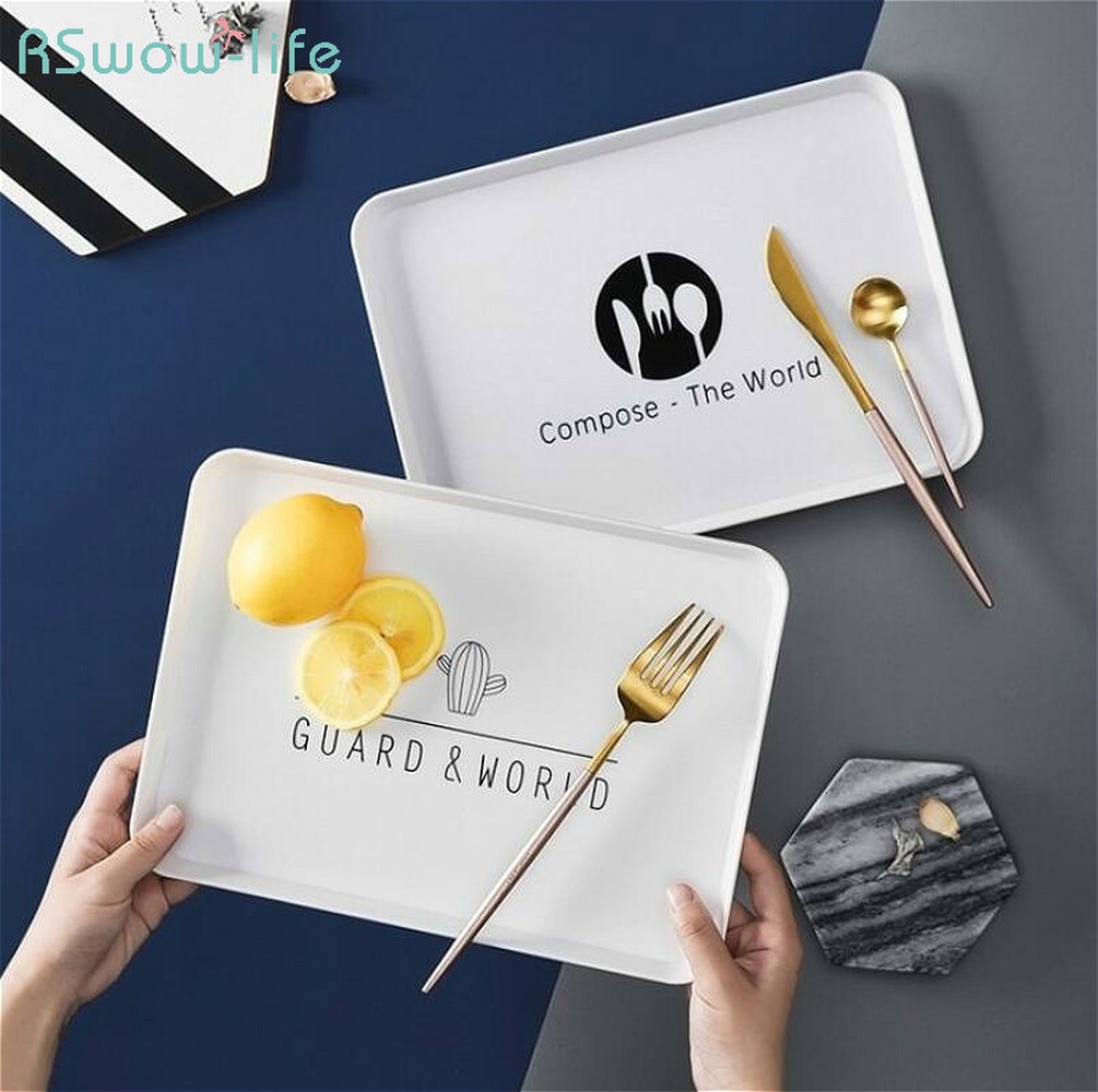 Plato Rectangular de plástico sencillo para pan de... – Grandado