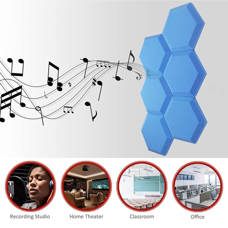 Acoustic Foam Panels-11.8X6.8X2 Inches 6 Pack Thic... – Grandado