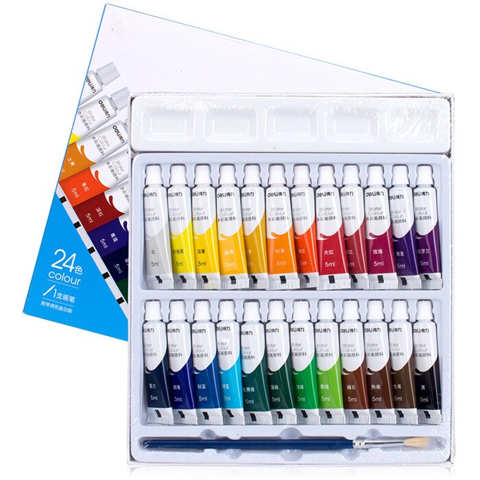 Deli 12/18/24 Colors Water Color Paint Set With Wa... – Grandado