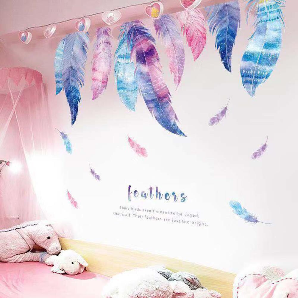 Colorful Feather Wall Sticker Home Self Adhesive D... – Vicedeal