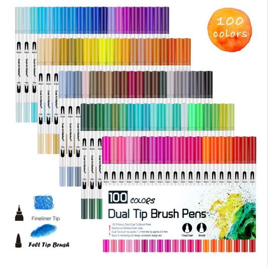Art Markers Dual Tips Coloring Brush Fineliner Col... – Vicedeal