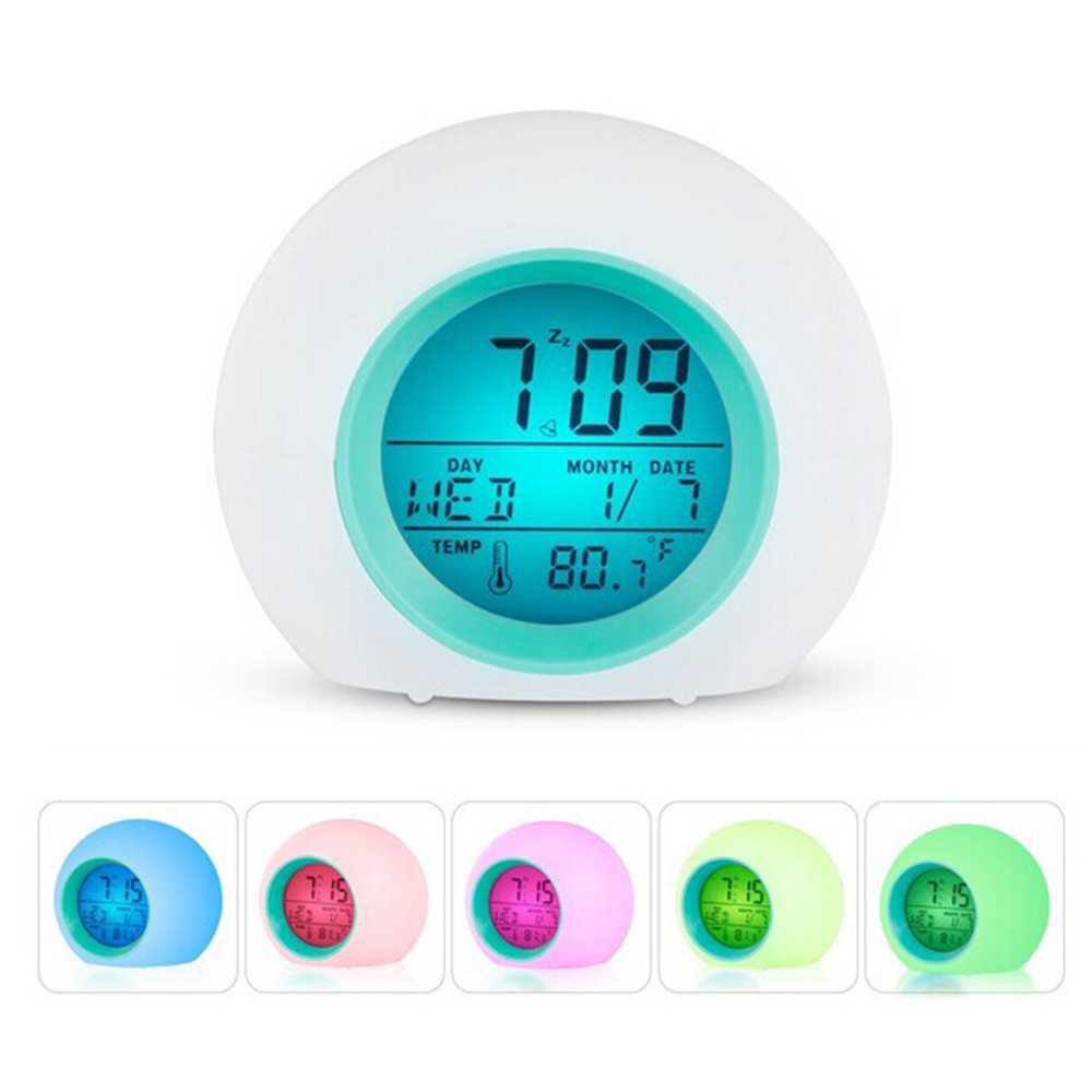 Kids Cute Cartoon Alarm Clock 7 Colors Changing Ni... – Grandado